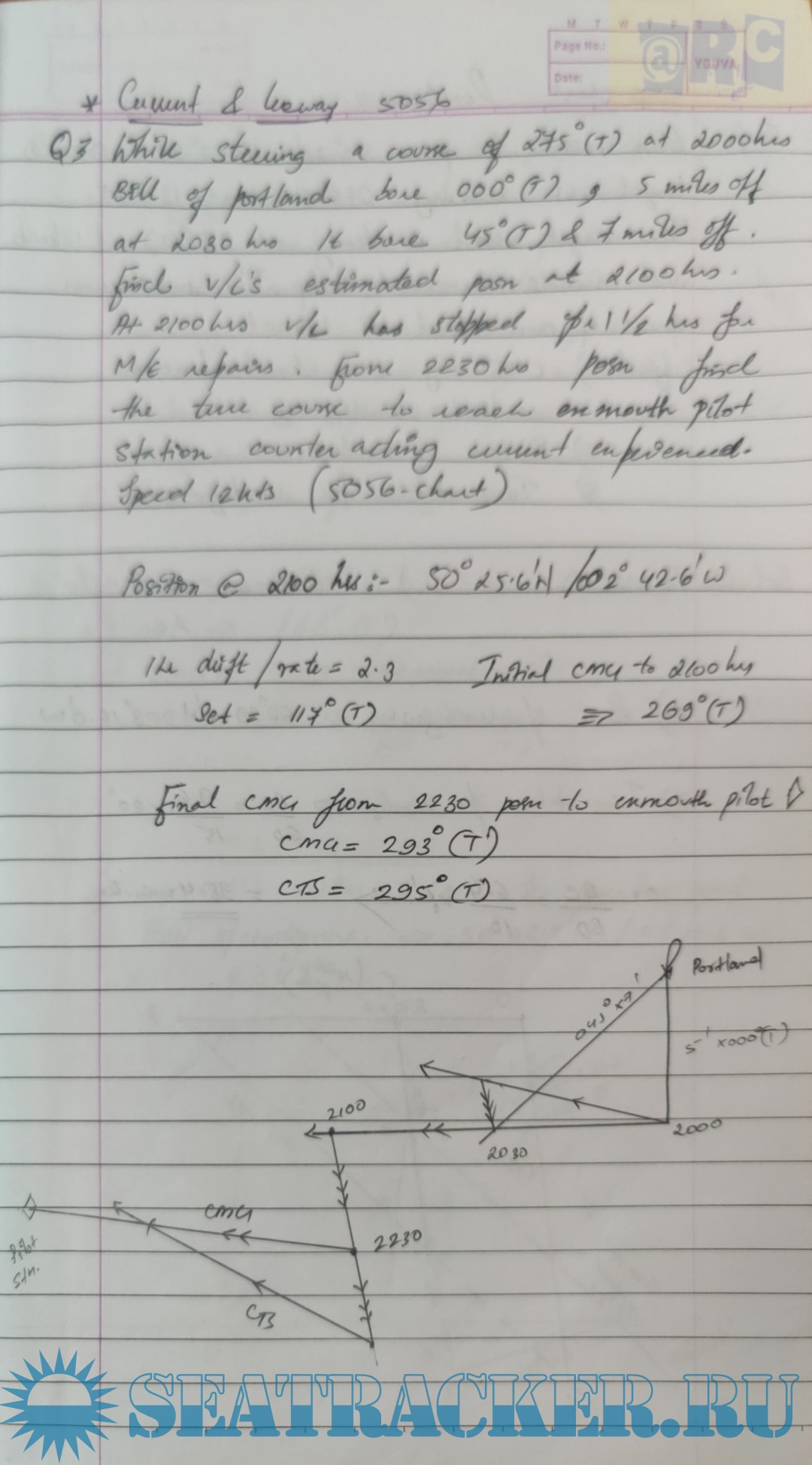 Solutions for TCN Chart Work Numericals for Mercantile Marine ...
