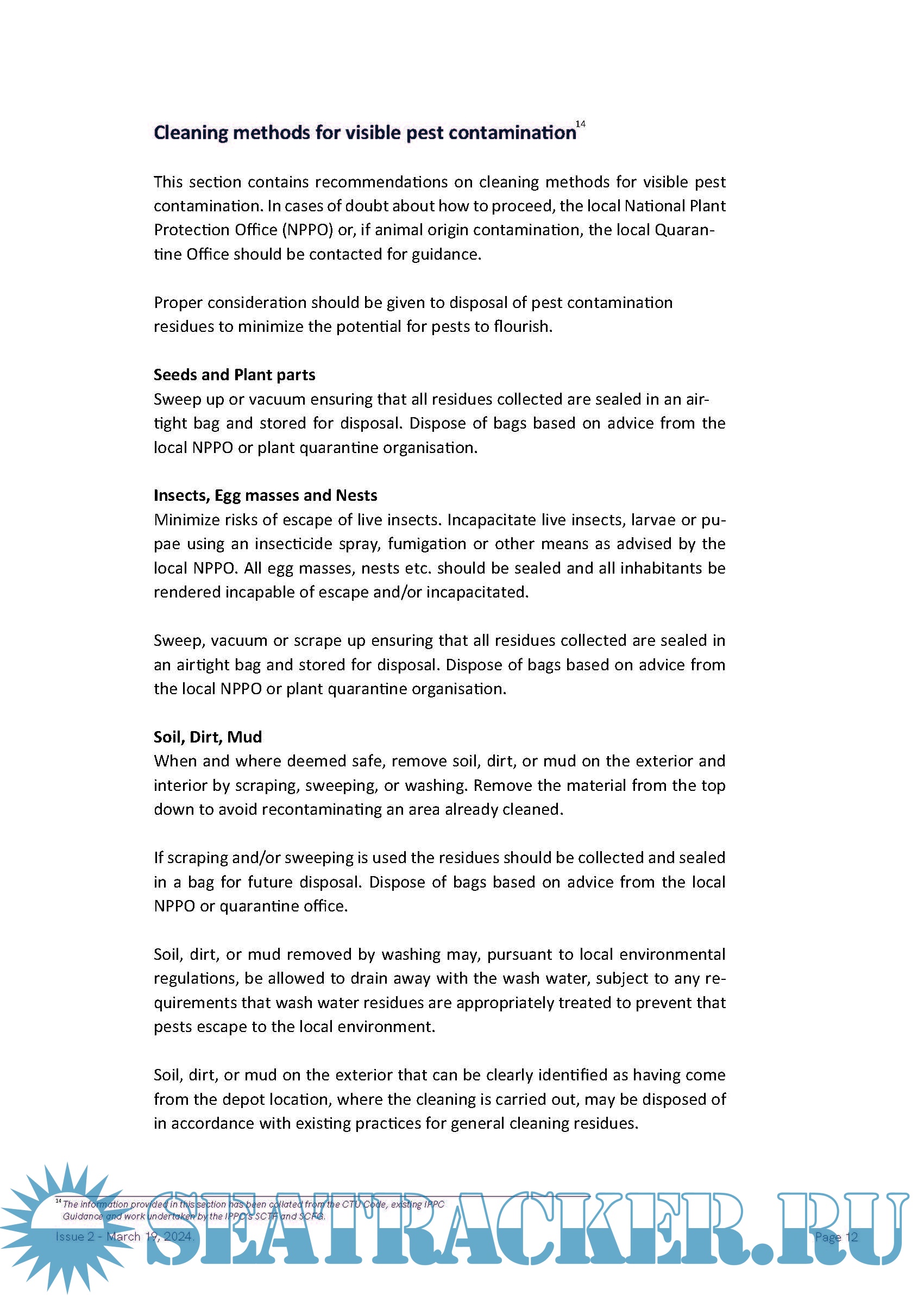 Prevention of pest contamination of containers: Joint Industry ...