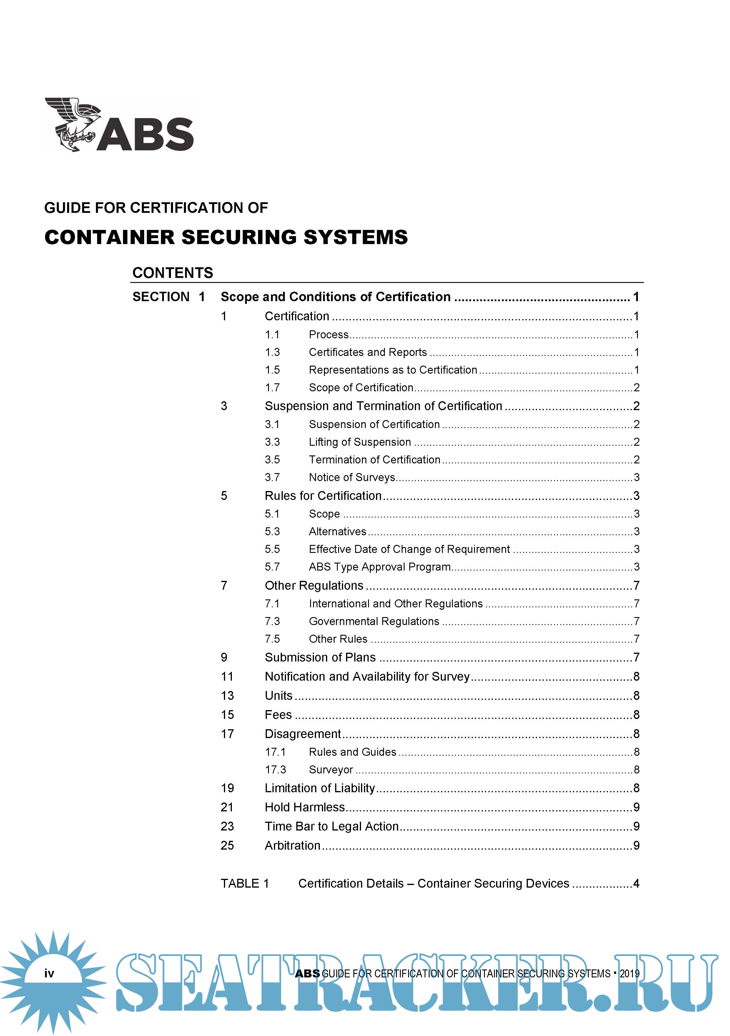 Guide for certification of Container Securing Systems - ABS [2019, PDF] › Marine Tracker