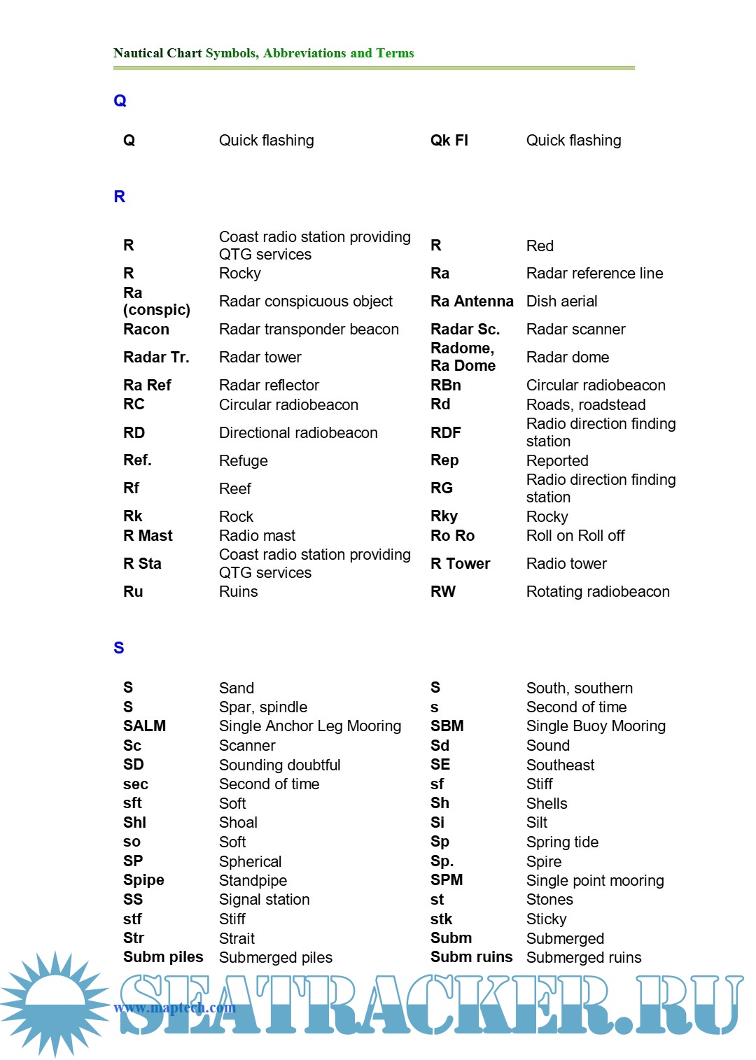 Nautical Chart Symbols, Abbreviations and Terms - Maptech [20??, PDF ...