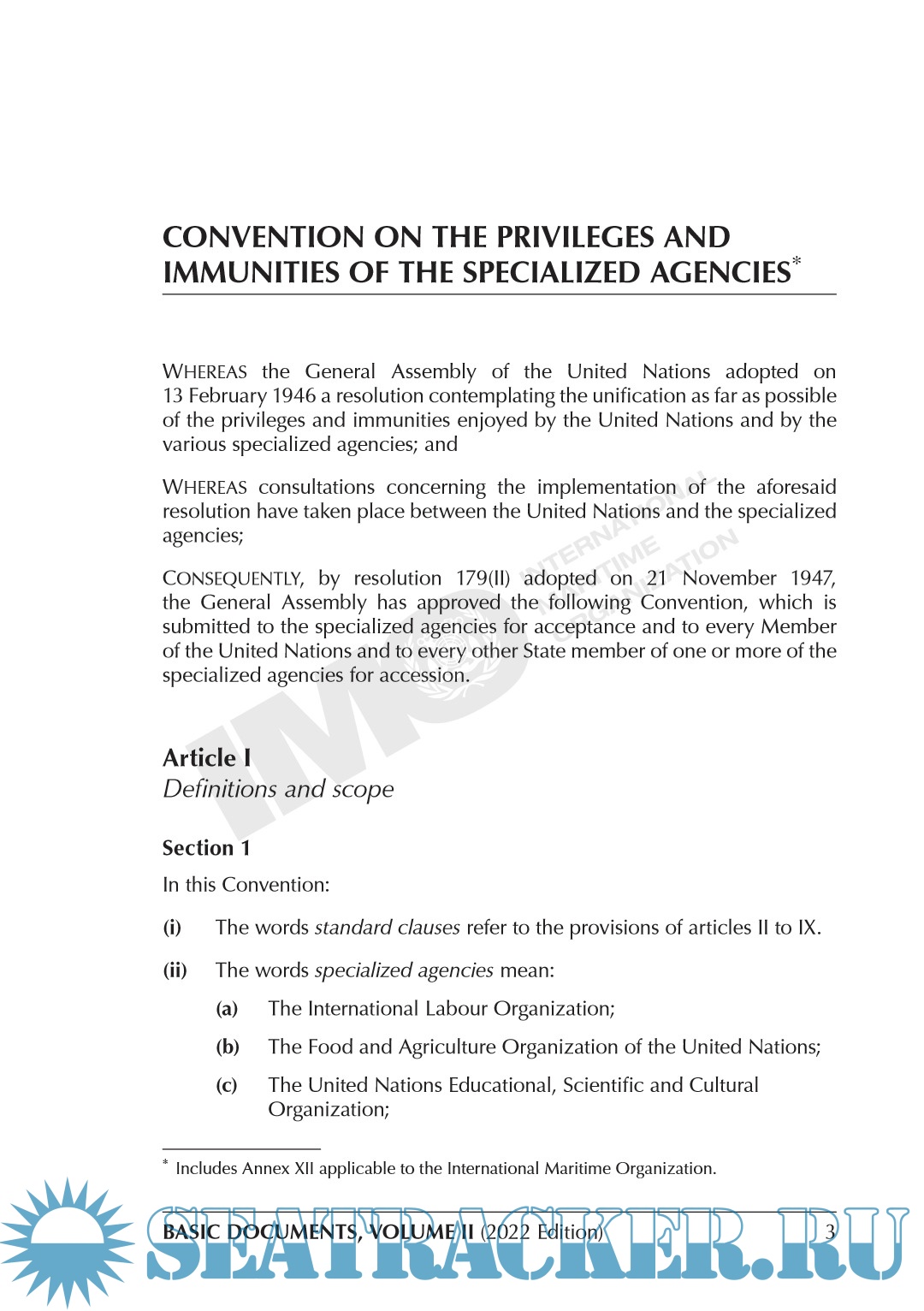 Basic Documents Volume 2 2022 Edition - IMO [2022, PDF] › Marine Tracker