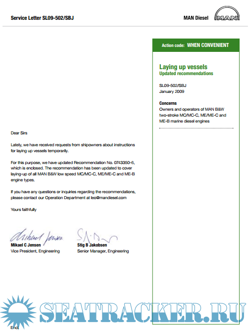 MAN B&W Service Letters From 2009 to 2020 - MAN Energy Solution [2020 ...