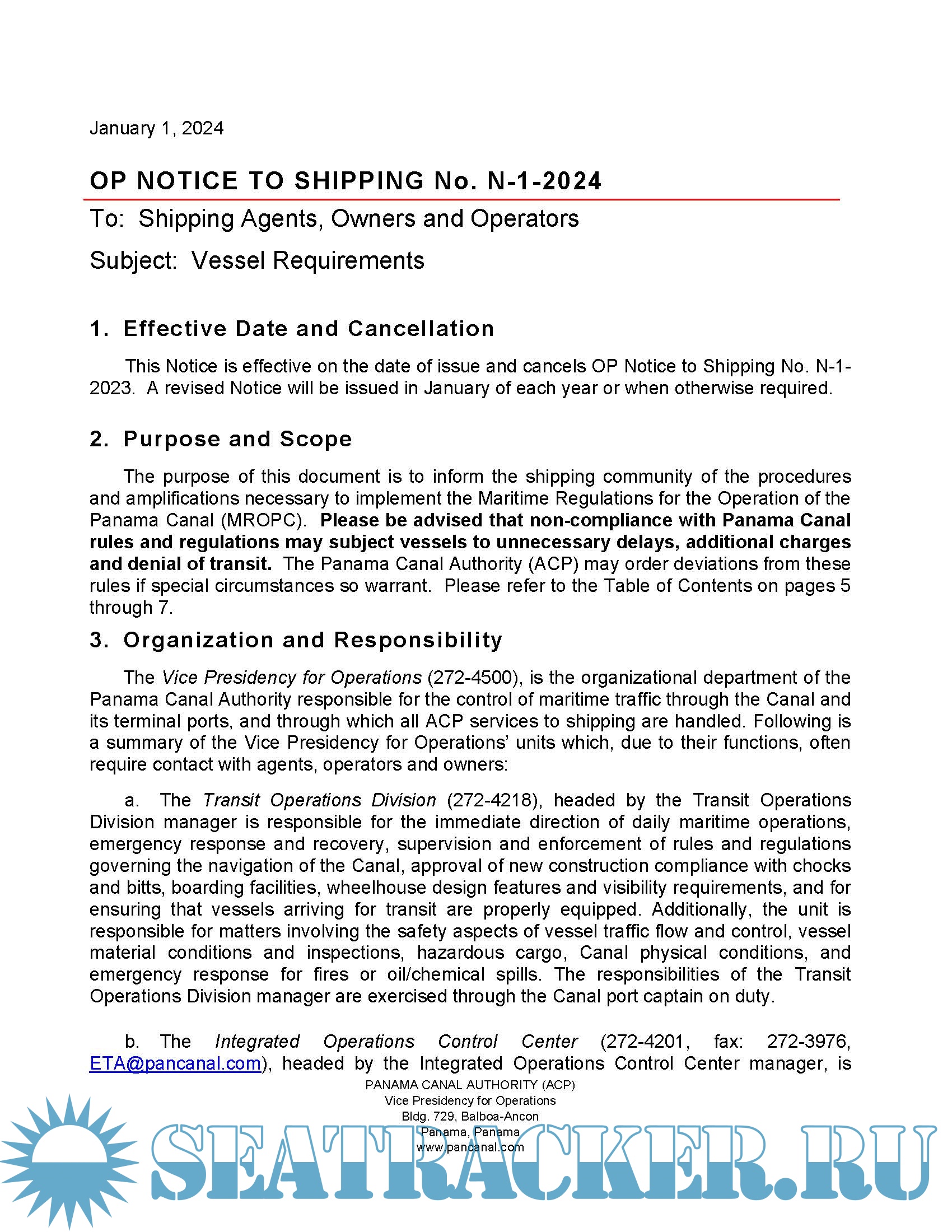 Regulations for Transiting the Panama Canal - Panama Canal Authority ...