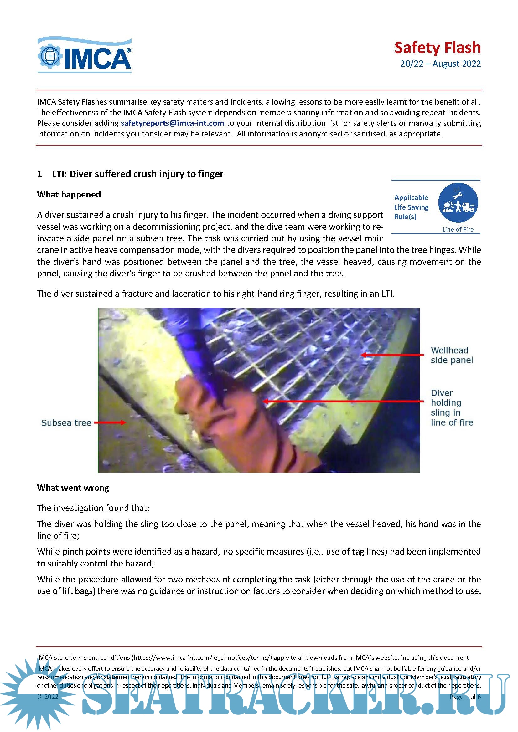 Safety Flashes issues 20/22 - 22/22 - IMCA [2022, PDF] › Marine Tracker