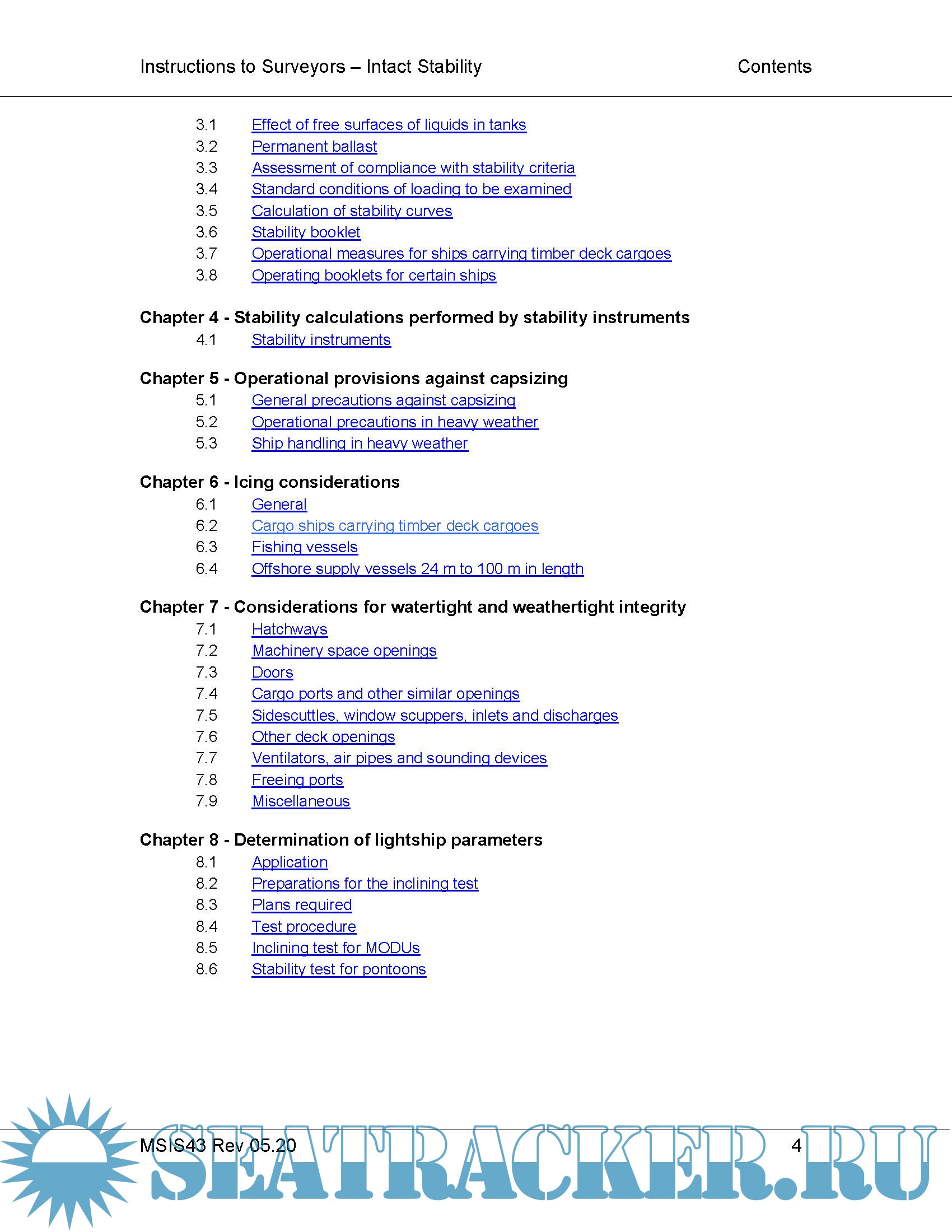 Instructions for the Guidance of Surveyors on Intact Stability IMO 2008 ...