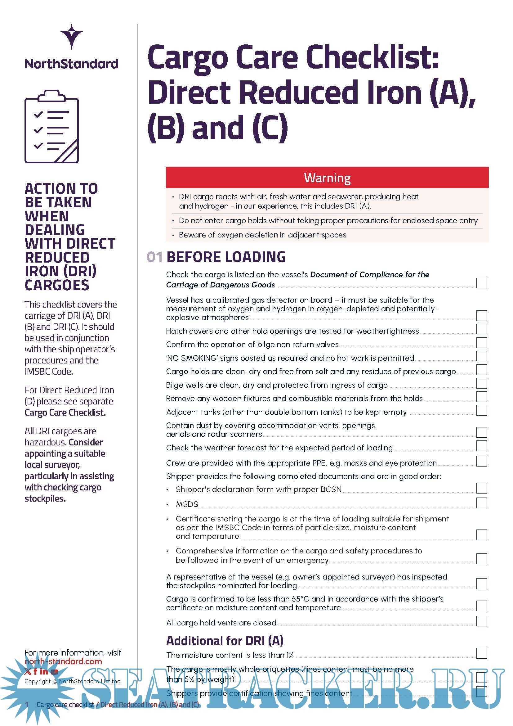 Cargo Care Checklist: Direct Reduced Iron (A), (B) and (C) [updated ...