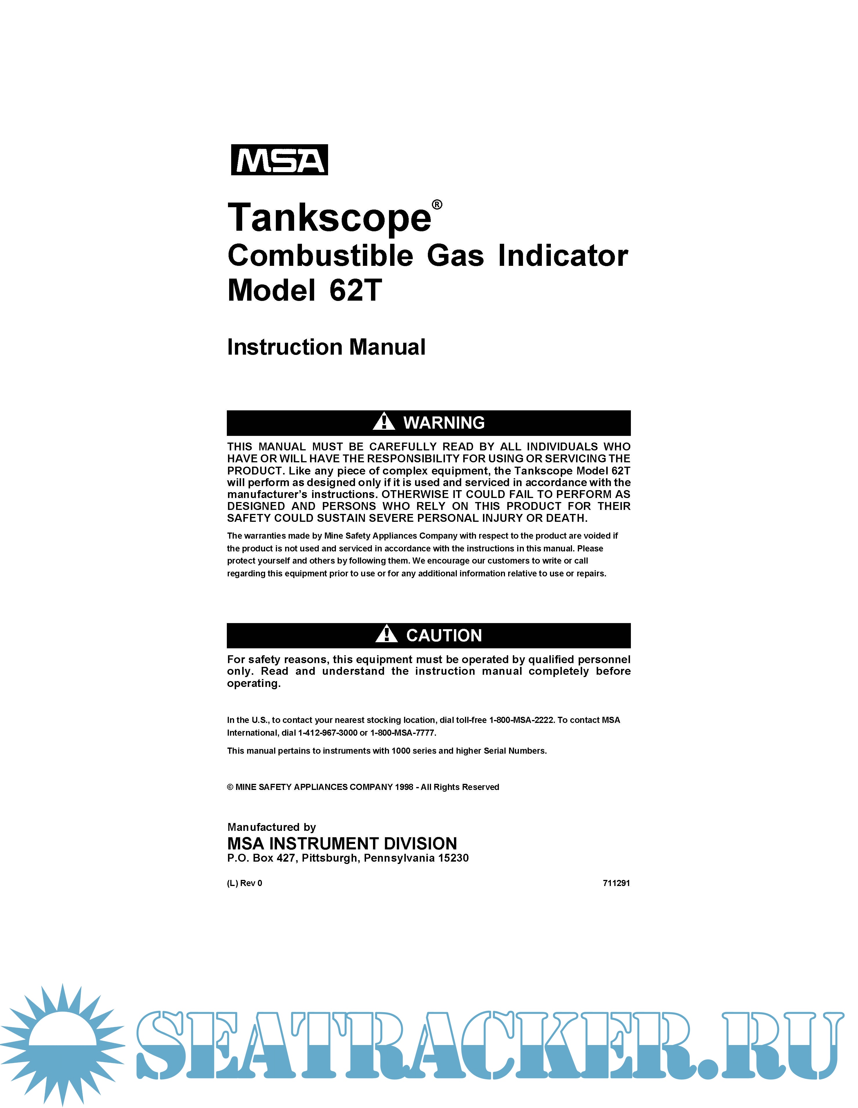 MSA Datasheets & User Manuals - MSA [2019, PDF] › Marine Tracker