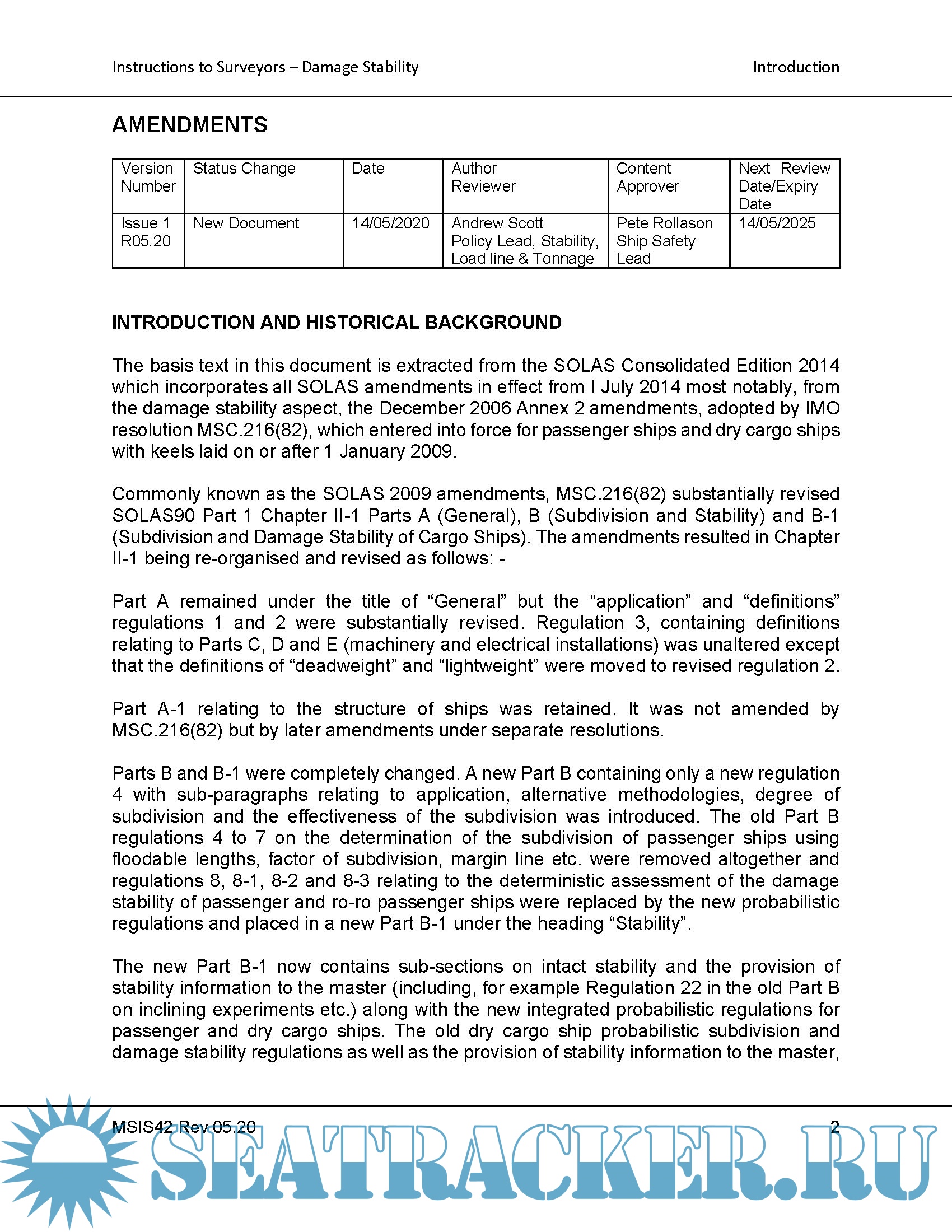 Instructions for the Guidance of Surveyors on Damage Stability SOLAS ...