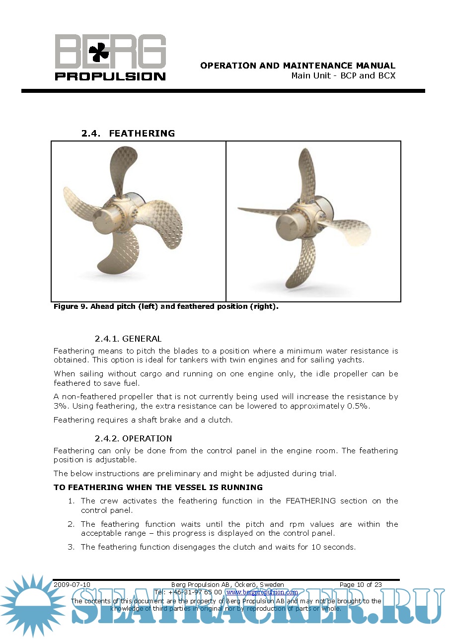 Berg Propulsion. CPP System. Operation & Service Manual - Berg ...