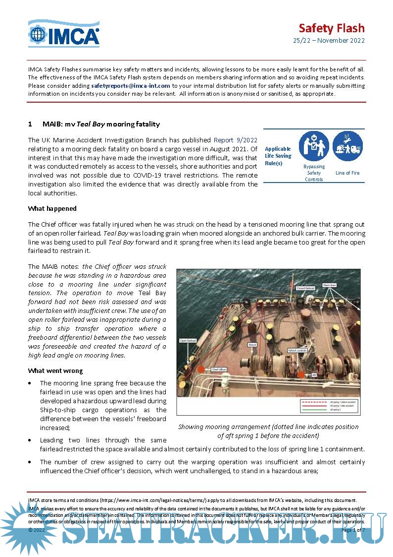 Safety Flash issues 24-26/22 - IMCA [2022, PDF] › Marine Tracker