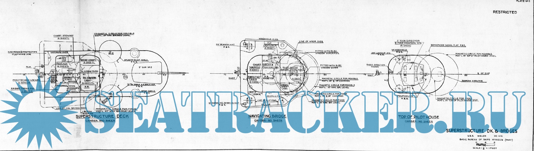 Архивные чертежи эсминца США DD-616 - USS "Nields" (Benson Class) 1942 ...