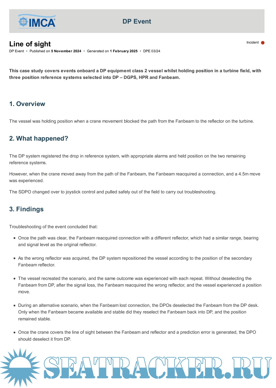 DP Incidents Collection - IMCA [2014-2024, PDF] › Marine Tracker