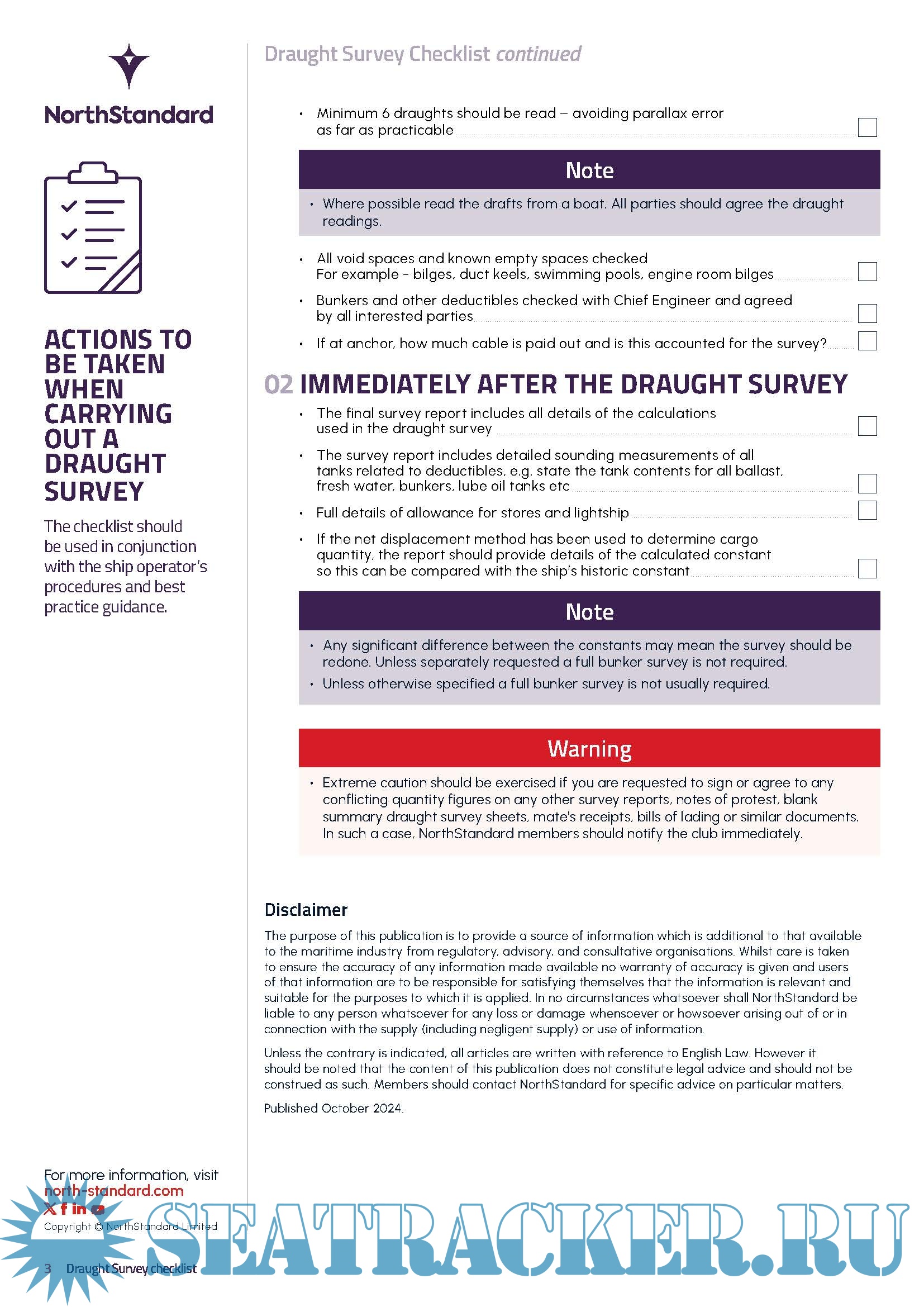 Cargo Care Checklist: Draught Survey - NorthStandard [2024, PDF] › Marine Tracker